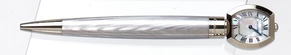 Bonhams : CARTIER: Clock Ballpoint Pen, Platinum-Plated with ...