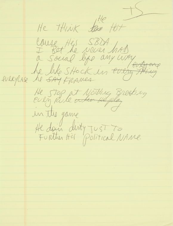 Bonhams : A handwritten Michael Jackson lyric sheet