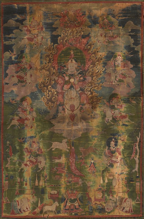Bonhams : A thangka depicting the Nine Drala Brothers Tibeto-Chinese ...