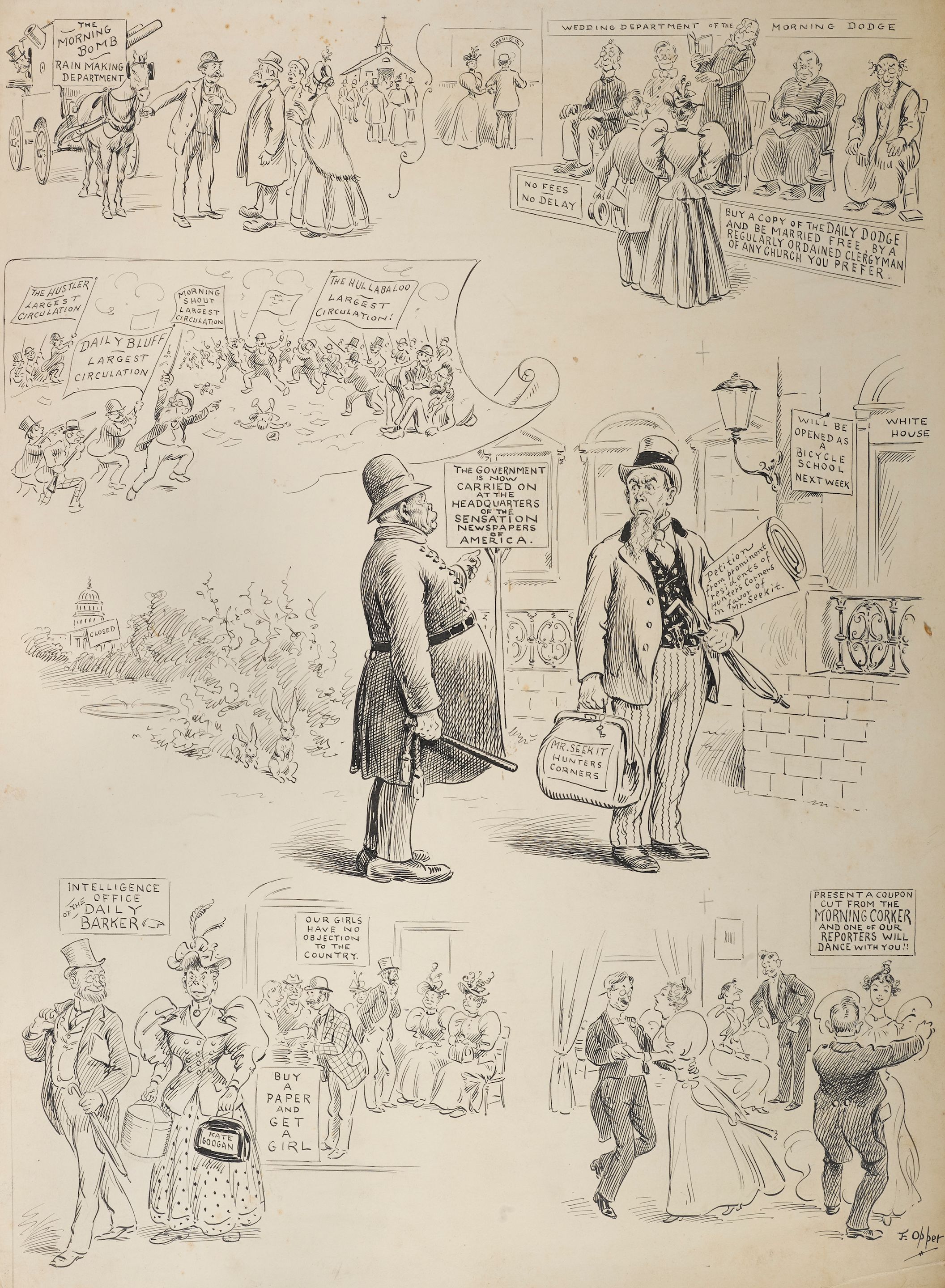 Bonhams : OPPER, FREDERICK BURR. 1857-1937. Group of 4 original pen and ...