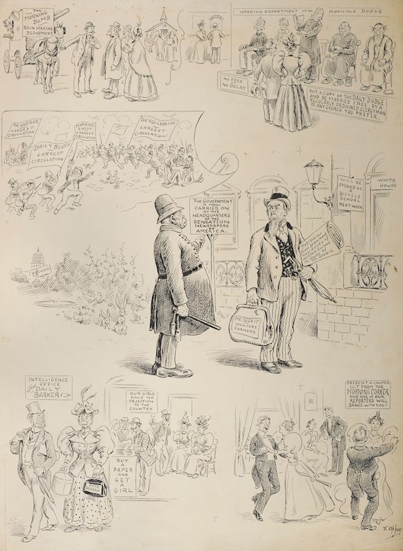 Bonhams : OPPER, FREDERICK BURR. 1857-1937. Group of 4 original pen and ...