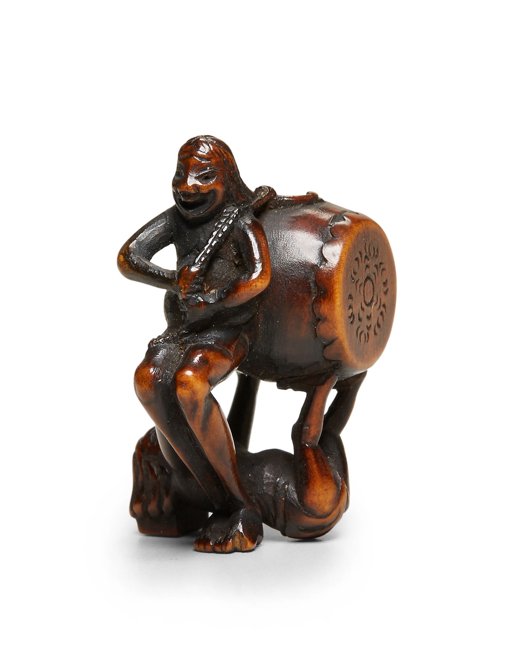 Bonhams : Kokuzan A wood netsuke of Ashinaga and TenagaEdo period (1615 ...