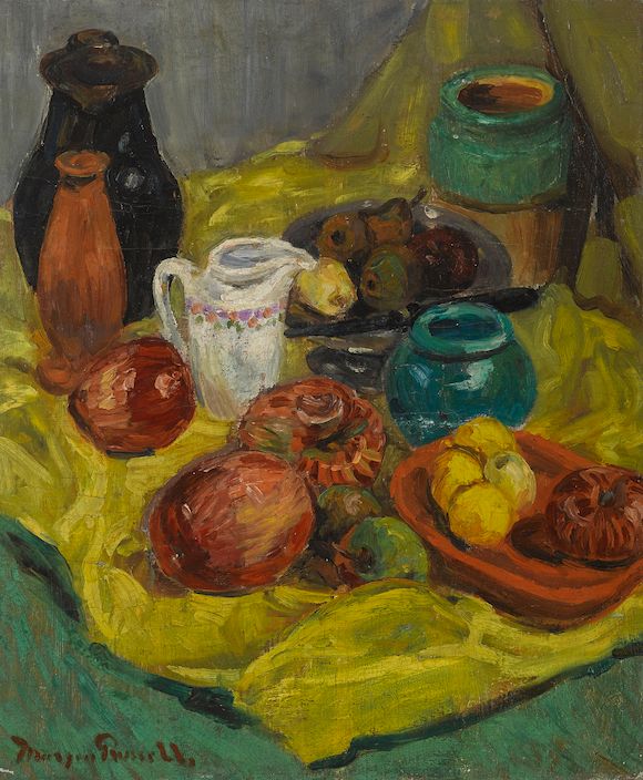 Bonhams : Morgan Russell (1886-1953) Still Life with Pomegranate 21 1/4 ...