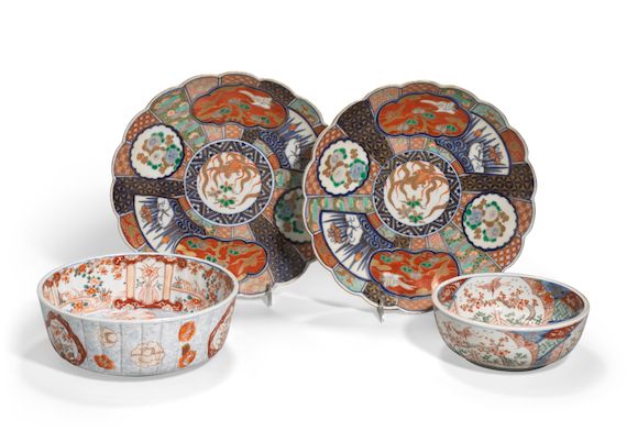 Bonhams : A group of seven Imari porcelain containers Taisho/Showa era