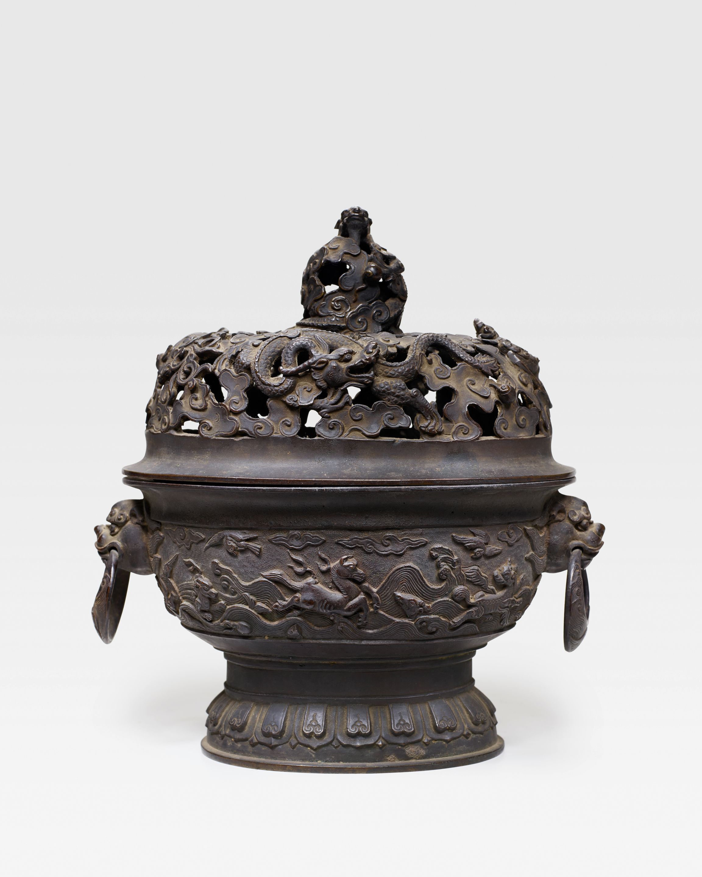 Bonhams : A 'MYTHICAL BEAST' BRONZE CENSER AND COVER 18th century