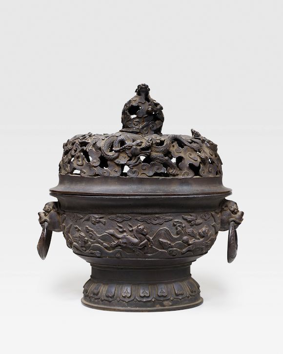 Bonhams : A 'MYTHICAL BEAST' BRONZE CENSER AND COVER 18th century
