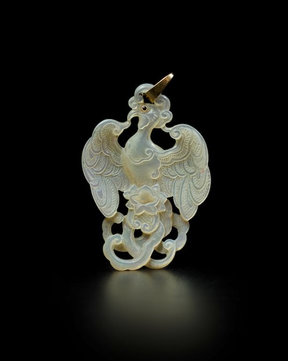 Bonhams : A MOTHER-OF-PEARL 'PHOENIX' PLAQUE