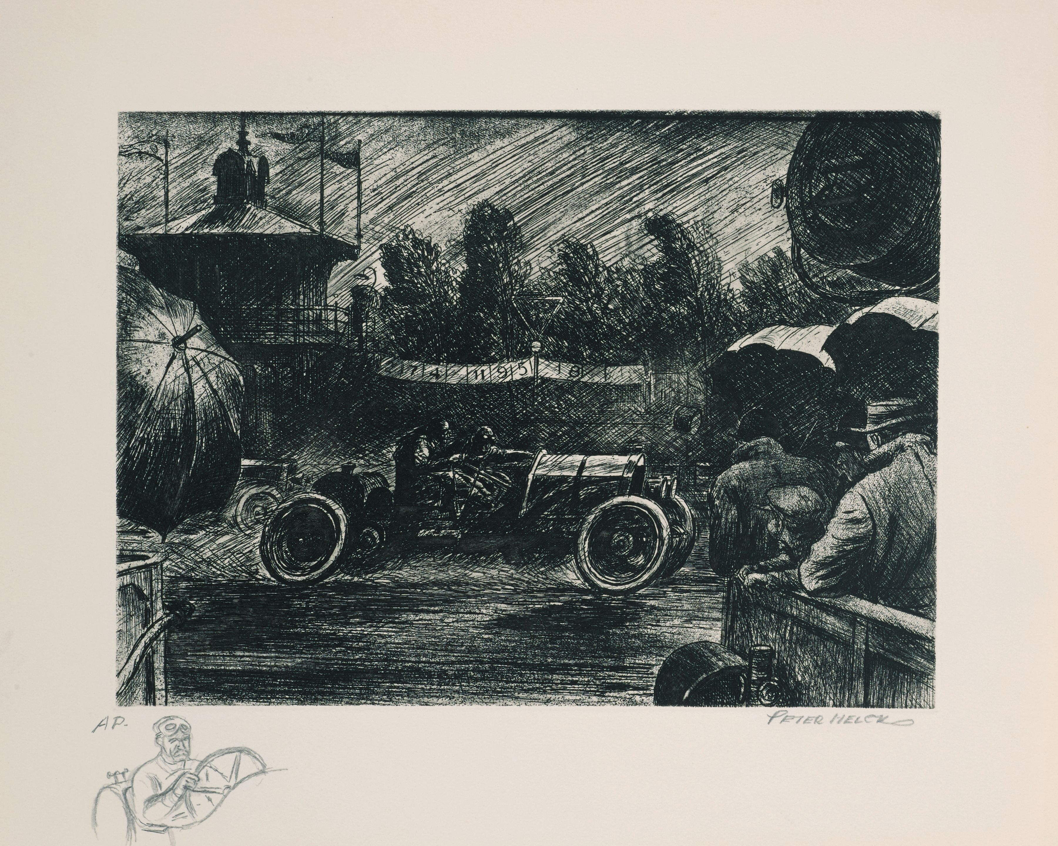 Bonhams Cars : Peter Helck, an Artist Proof Etching with Pencil Poole ...