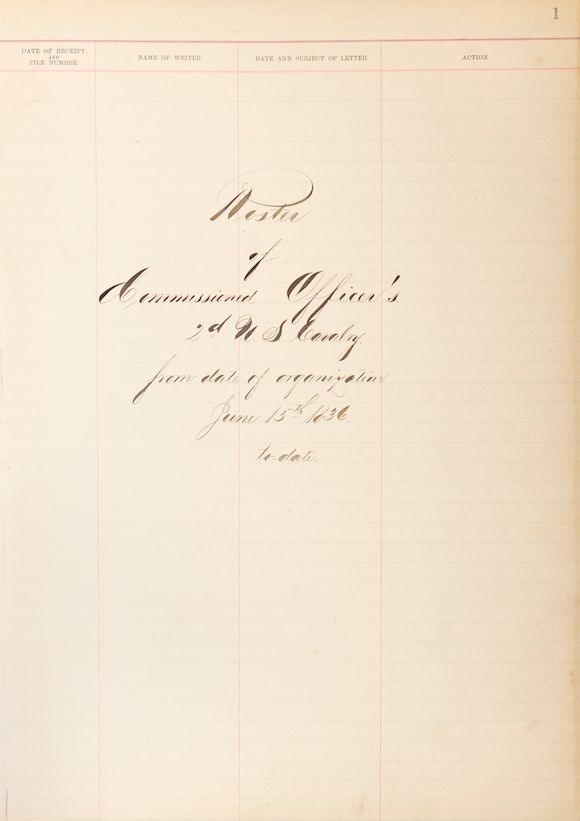 Bonhams : 2ND CAVALRY REGIMENT LEDGER. Autograph Manuscript, "Roster of ...