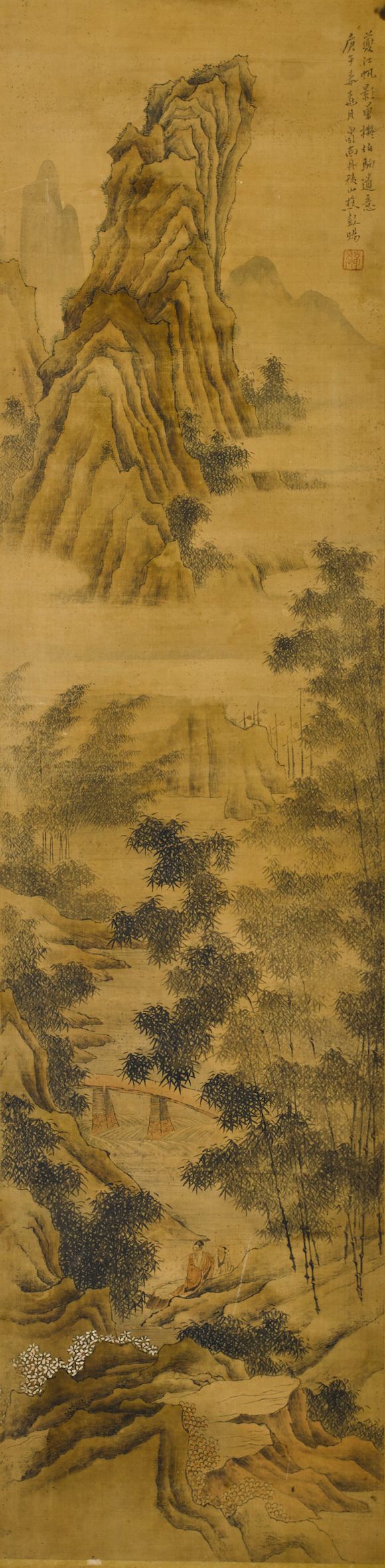 Bonhams : Attributed to Peng Yang (Qing Dynasty) Landscape with Bamboo ...