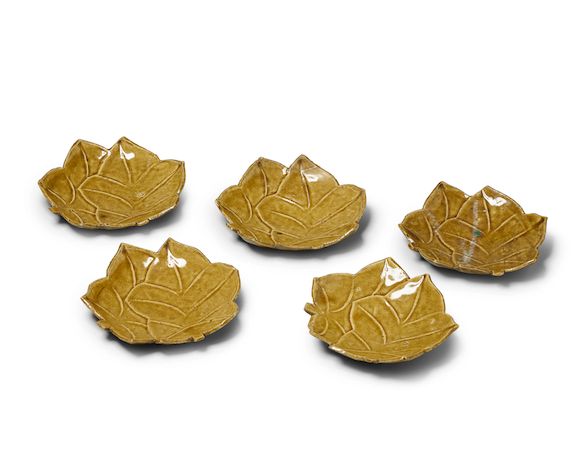 Bonhams : A set of five ki-seto-style food dishes (mukozuke) Edo period ...