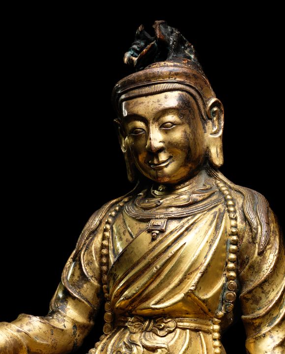 Bonhams : A GILT COPPER ALLOY FIGURE OF A TIBETAN KING, PROBABLY ...