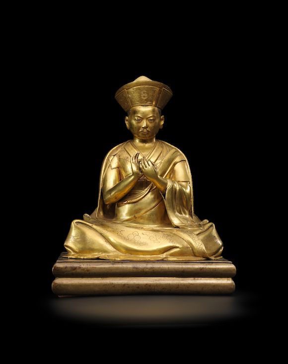 Bonhams : A LARGE GILT COPPER ALLOY FIGURE OF THE FOURTH DRUK DESI OF ...