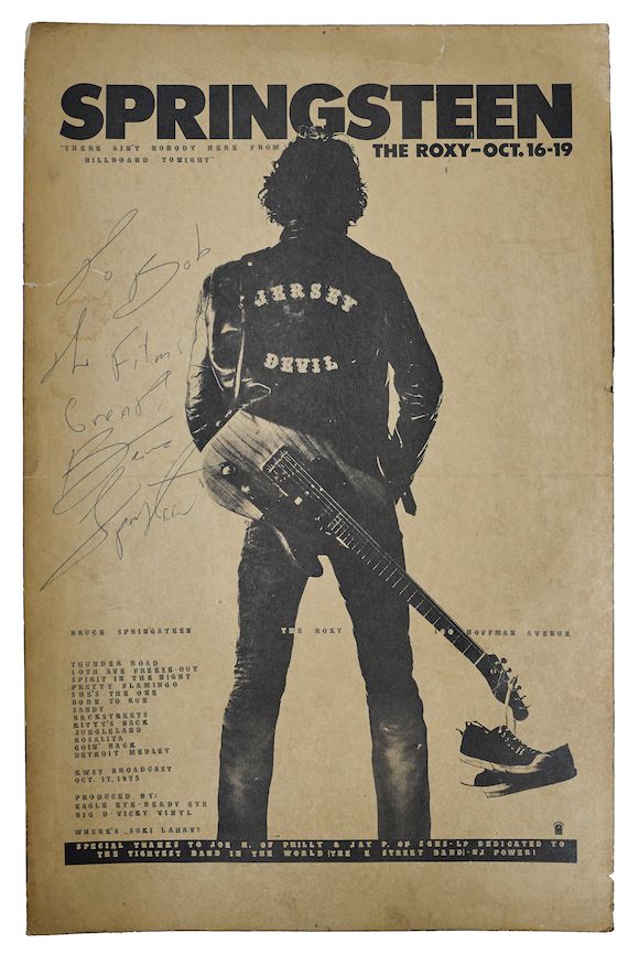 Bonhams : An early signed Bruce Springsteen poster from The Roxy