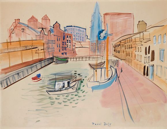 Bonhams : RAOUL DUFY (1877-1953) Boston Docks 19 5/8 x 25 7/8 in (50 x ...