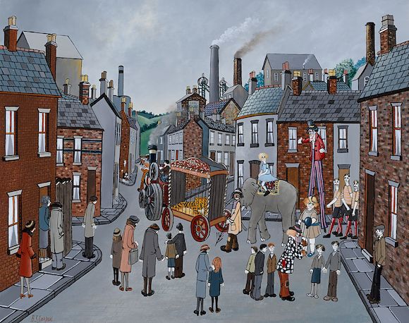 Bonhams : Brian J. Gordon (British, born 1939) Circus rolling through ...