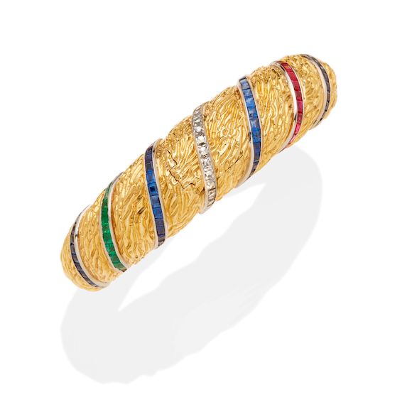 Bonhams : A gem-set, diamond and 18k bi-colored gold covered dial ...