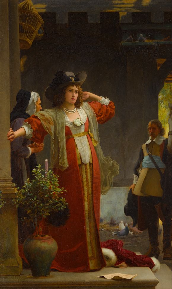 Bonhams : Marcus Stone, RA (British, 1840-1921) Bad news 36 1/4 x 22 3 ...