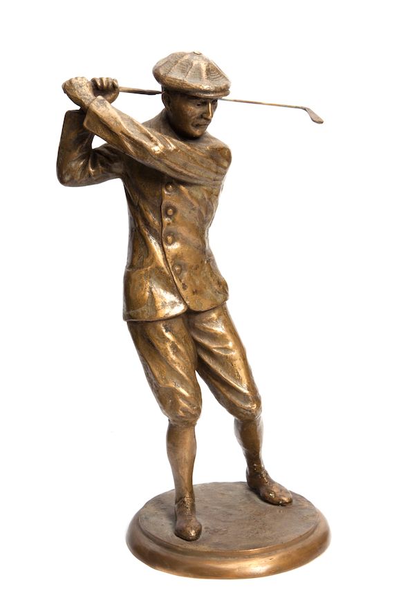 Bonhams : AN UNSIGNED LARGE BRASS GOLFING FIGURE CIRCA 1920