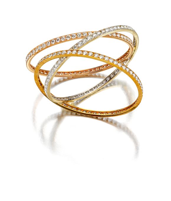 Bonhams : A trio of diamond bangle bracelets