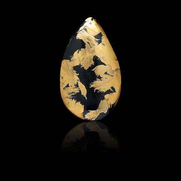 Bonhams : California Black Jade with 24K Gold Plated Magnetite Inclusions
