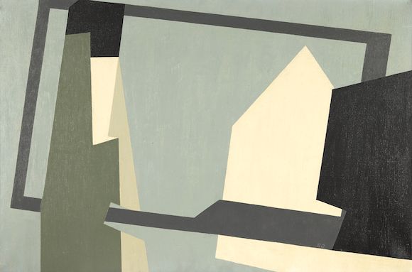 Bonhams : Balcomb Greene (1904-1990) Composition in Blue 23 7/8 x 36in