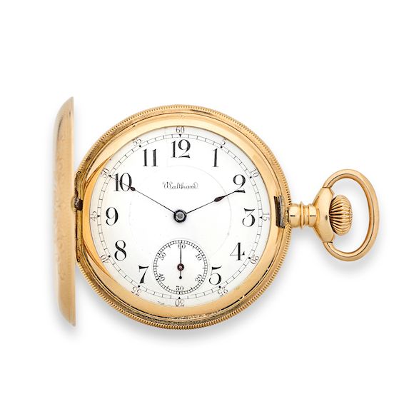 Bonhams : Waltham. A fine 14K engraved gold hunter cased watch American ...