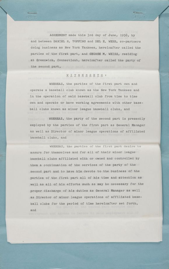 Bonhams : GENERAL MANAGER GEORGE WEISS, 1951-1960. 3 Typed Documents ...