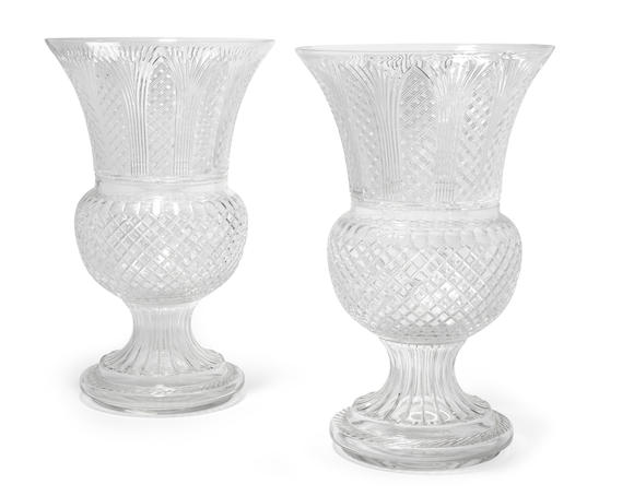 Bonhams A Monumental Pair Of Neoclassical Style Cut Glass Vases