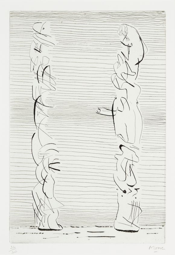 Bonhams : Henry Moore (1898-1986); Two Tall Figures (Man and Woman);