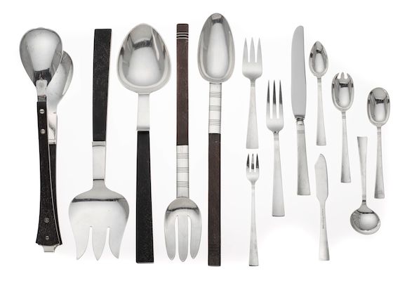 Bonhams : An American sterling silver Modernist flatware service for ...