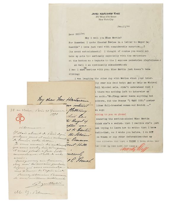Bonhams : AUTOGRAPHS: AMERICANA (F.S. KEY, FLAGG, BARTHOLDI, DANIEL ...