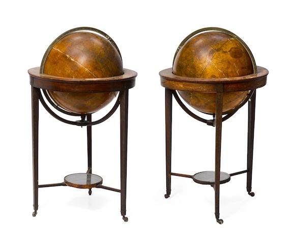 Bonhams : Two English eighteen-inch terrestrial and celestial floor ...