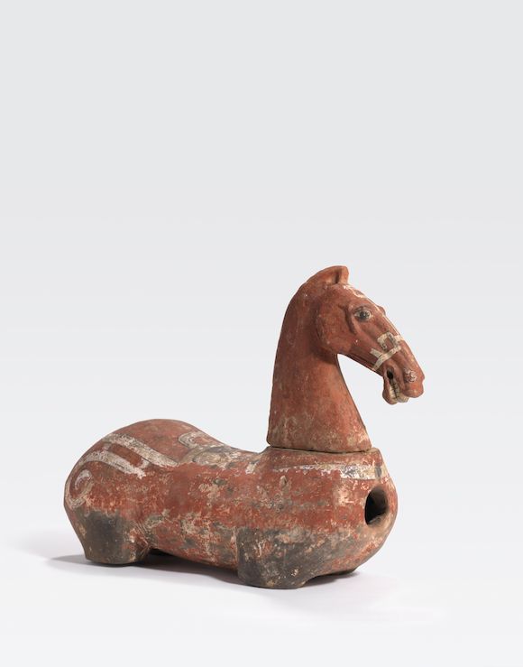 Bonhams : A polychrome painted gray pottery horse Han dynasty