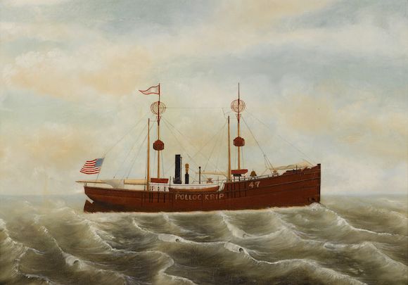 Bonhams : American School, 19th Century The Pollock Rip Lightship on ...