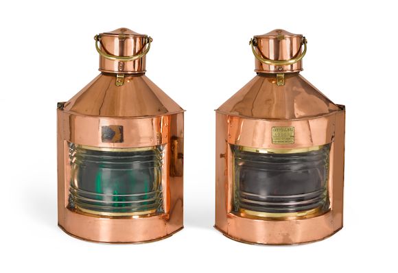 Bonhams : A matched pair of Port and Starboard running lights Late 19th ...