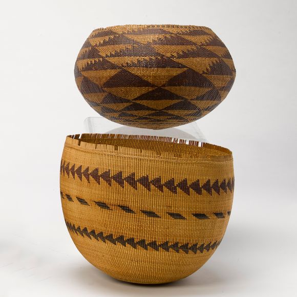 Bonhams : Two Pomo twined baskets
