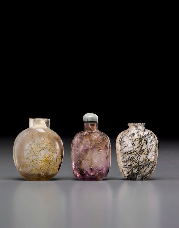 Bonhams : Three quartz snuff bottles Late 19th - 20th century
