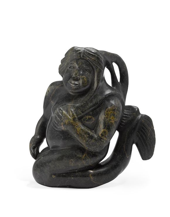 Bonhams : A Qaqaq (Kaka) Ashoona stone sculpture, "Sea Goddess (Sedna)"
