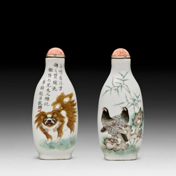 Bonhams : AN ENAMELED PORCELAIN SNUFF BOTTLE 19th century