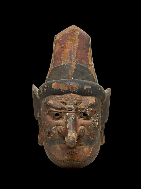 Bonhams : A large bugaku mask of Suiko-O Nara period (8th century)