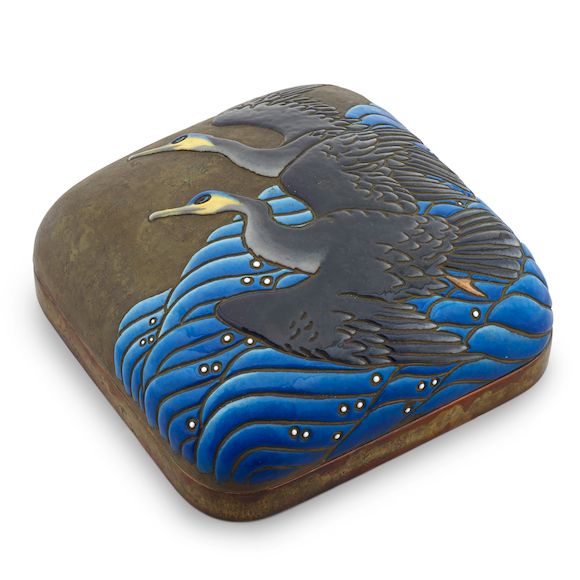Bonhams : Ando Cloisonné Company An enamelled metal suzuribako (writing ...