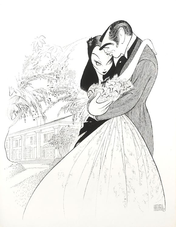 Bonhams : An original Al Hirschfeld drawing of Viven Leigh and Clark Gable