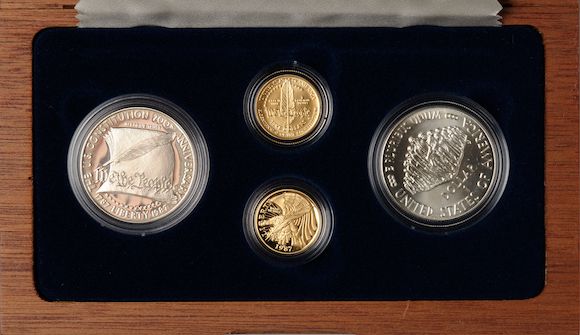 Bonhams : 1987 US Constitution 4 Coin Proof and Mint Set