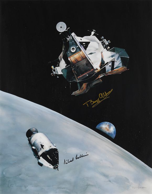 Bonhams : APOLLO 11 PRINT BY DAN WITKOFF SIGNED BY ALDRIN AND COLLINS