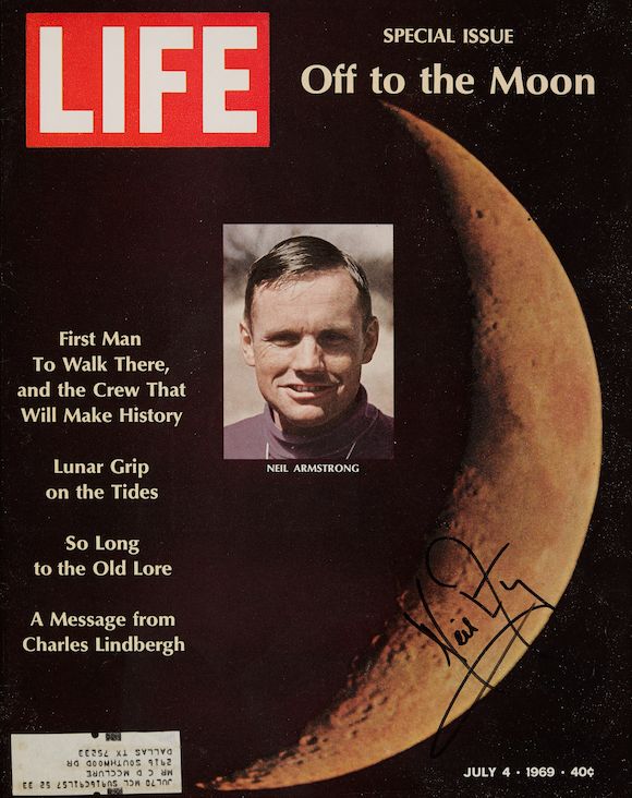 Bonhams : NEIL ARMSTRONG SIGNED LIFE MAGAZINE COVER