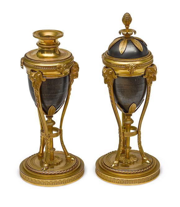 Bonhams : A pair of Louis XVI style gilt bronze and polished steel ...