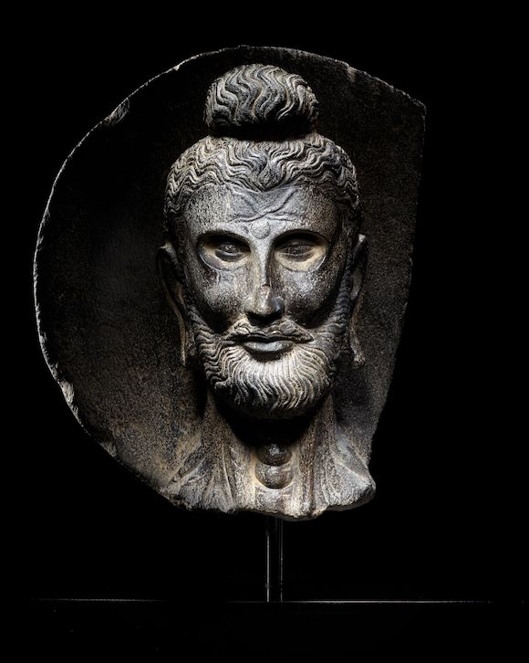 Bonhams : A SCHIST HEAD OF THE EMACIATED BUDDHA ANCIENT REGION OF ...