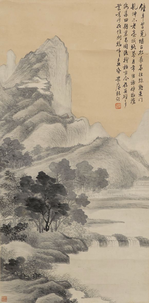 Bonhams : Attributed to Lin Shu (1852-1924) River Landscape