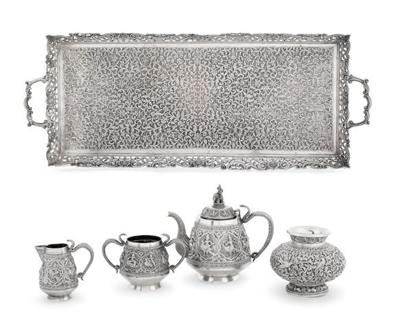 Bonhams : An assembled five-piece group of Indian Colonial metalware ...